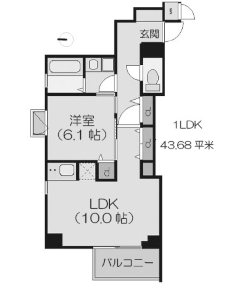 アリス・マナーガーデン新町 Btype 1LDK 43.68㎡│西大橋 | フドウサンマニア by 最大仲介手数料無料のバッカス不動産