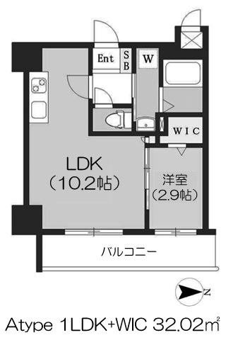 新町レジデンスこうずや Atype 1LDK+ウォークインクローゼット 32.02㎡│西長堀・阿波座 | フドウサンマニア by 最大仲介手数料無料のバッカス不動産